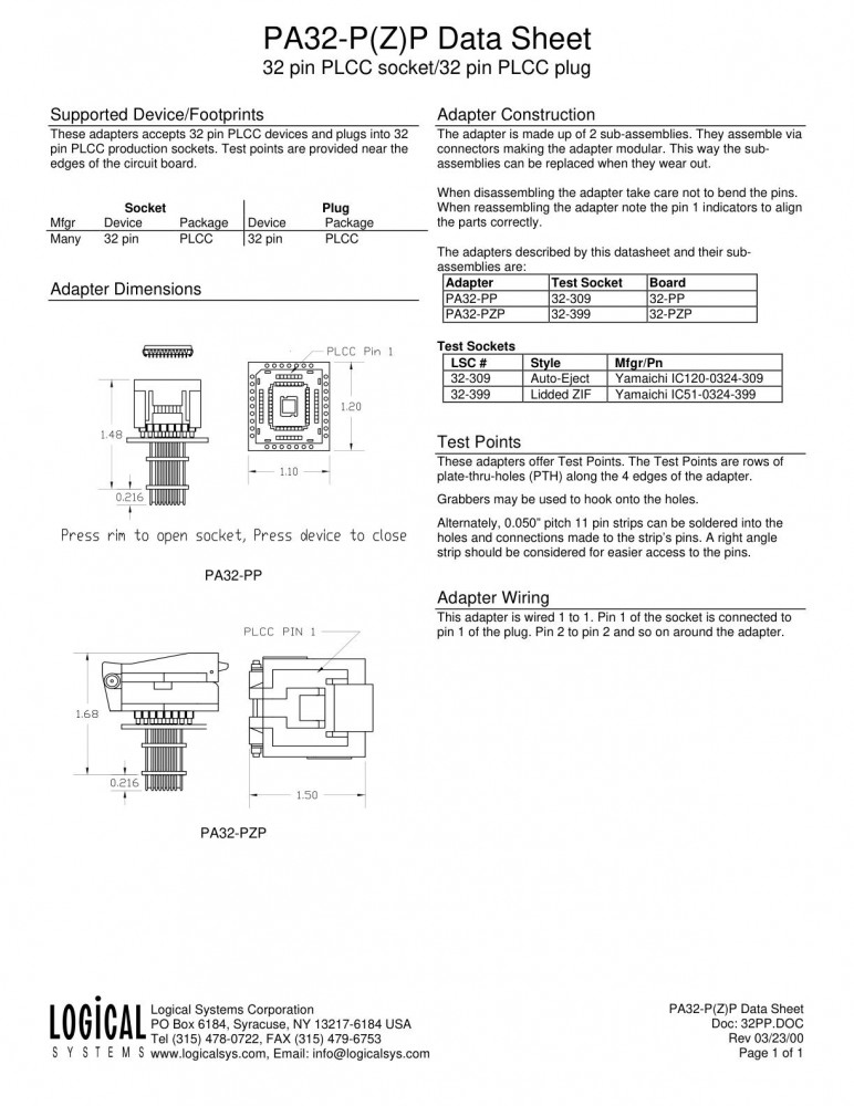 PA32-PZP adapter datasheet image