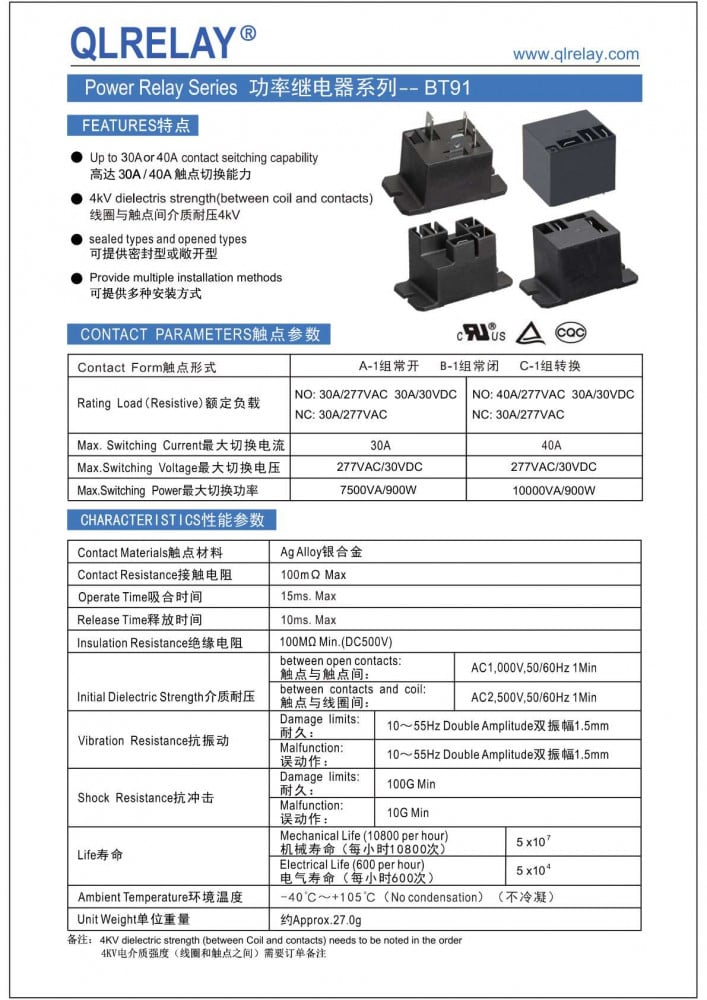 QLRELAY BT91 datasheet page 1