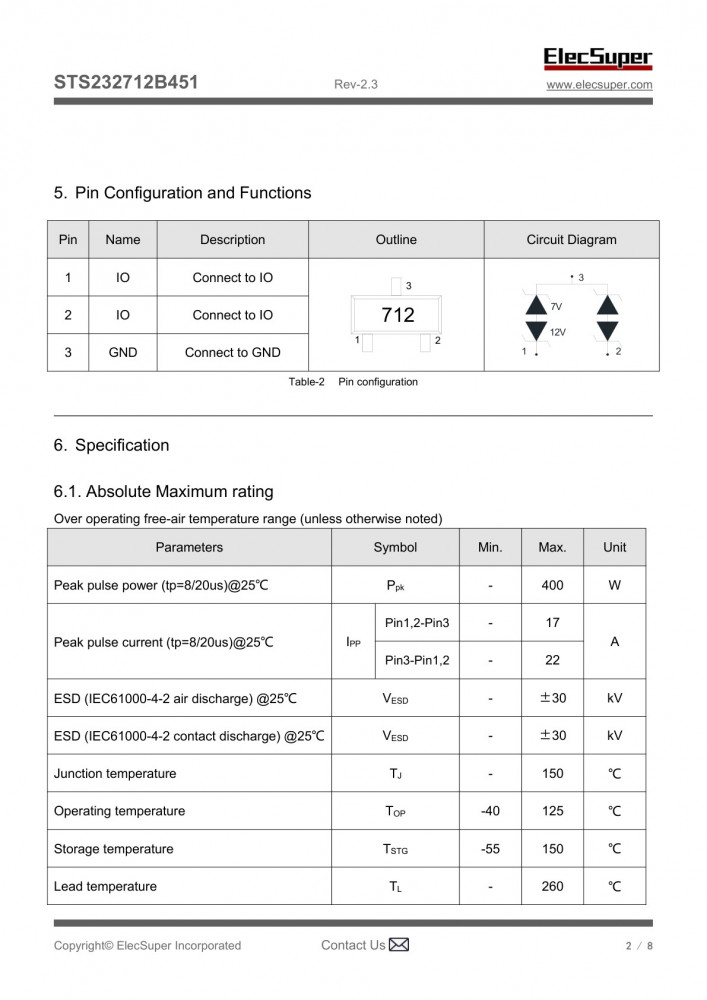 STS232712B451 datasheet page 2
