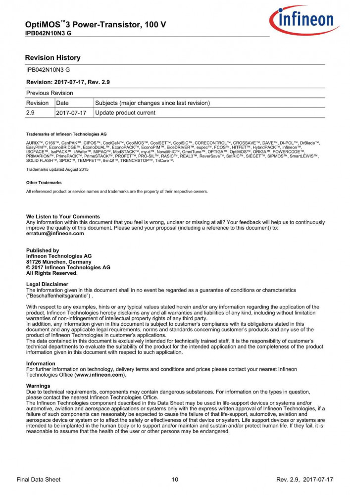 IPB042N10N3G datasheet page 10