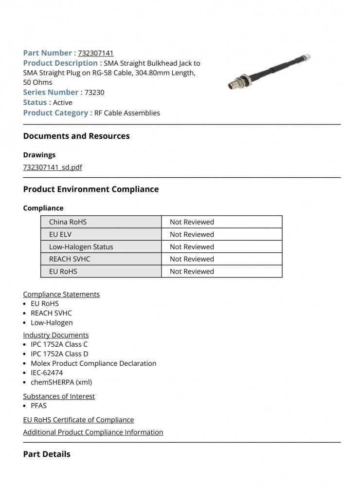 MOLEX 732307141 drawing page 1