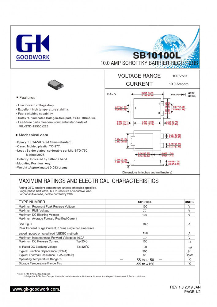 SB10100L datasheet page 1