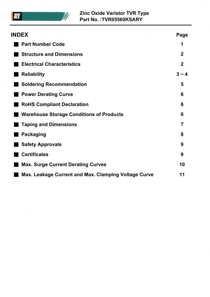 TVR05560KSARY datasheet page 3