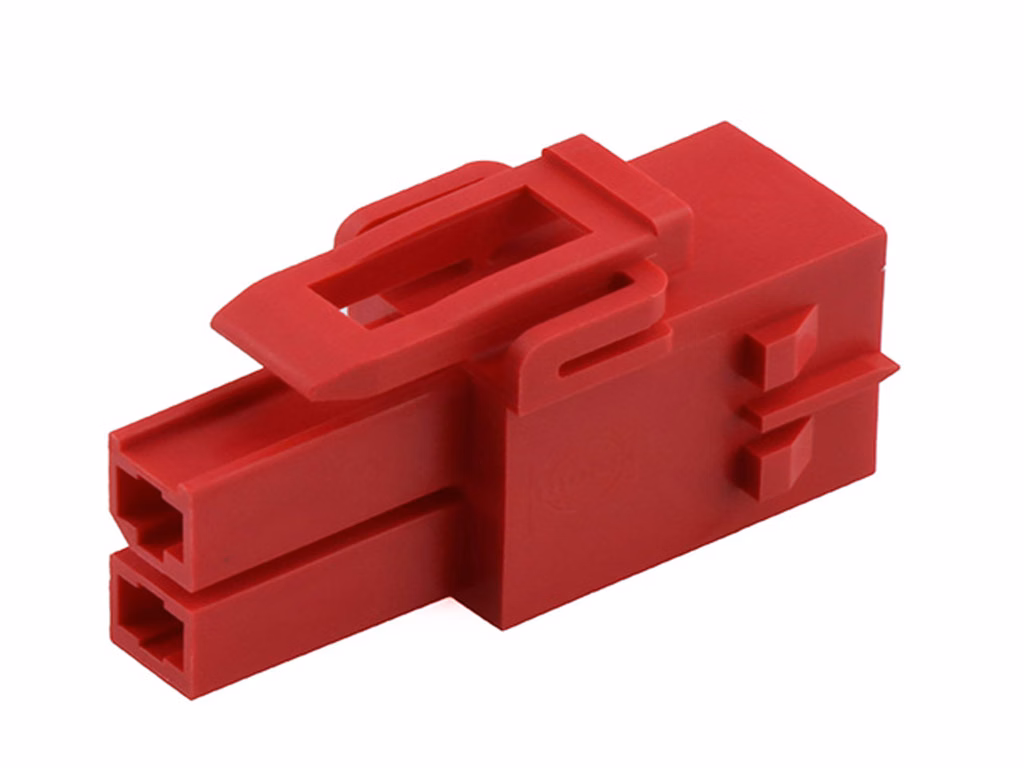Mega-Fit ColorLock Tangless TPA-Capable Receptacle Housing, Dual Row, 4 Circuit, UL 94V-0, Glow-Wire Capable, Red for sale