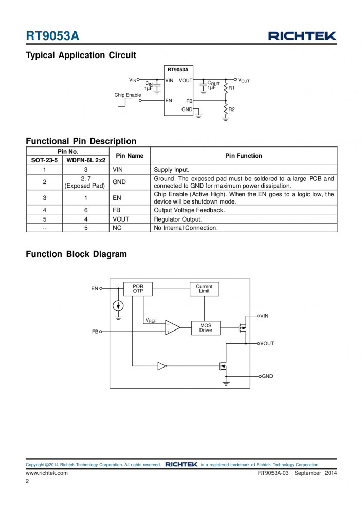 RT9053A datasheet page 2
