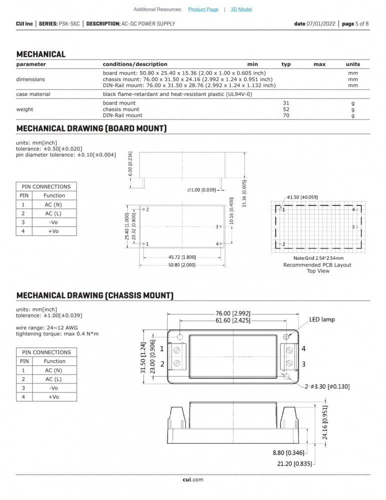 CUI PSK-S6C datasheet page 5