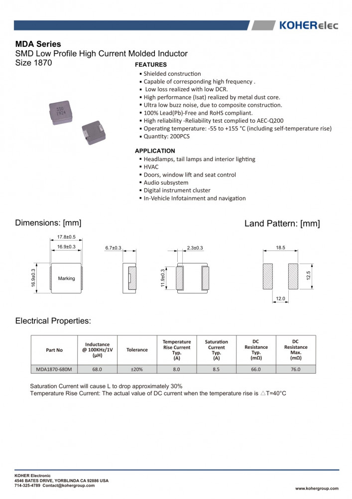 MDA Series technical document page