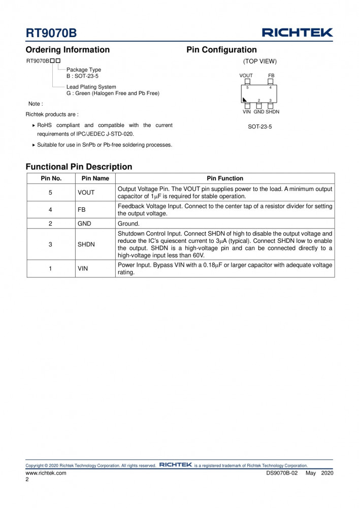RT9070BGB datasheet page 2