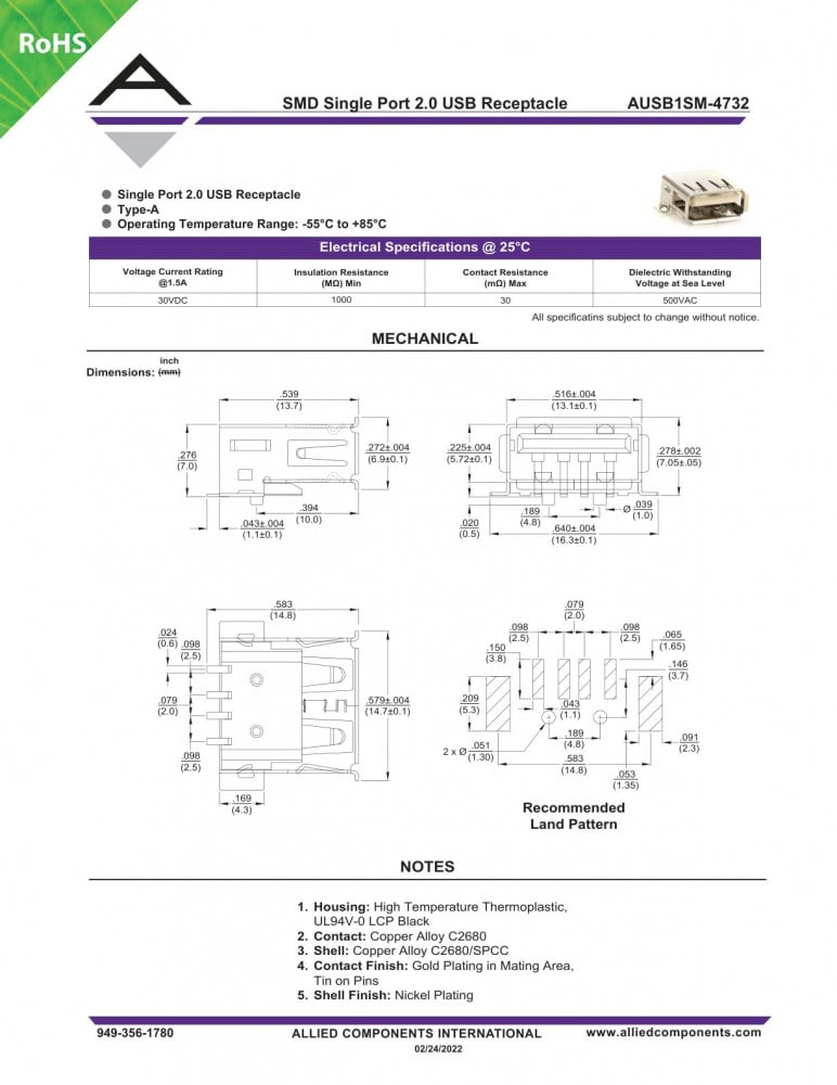 AUSB1SM-4732 product document page