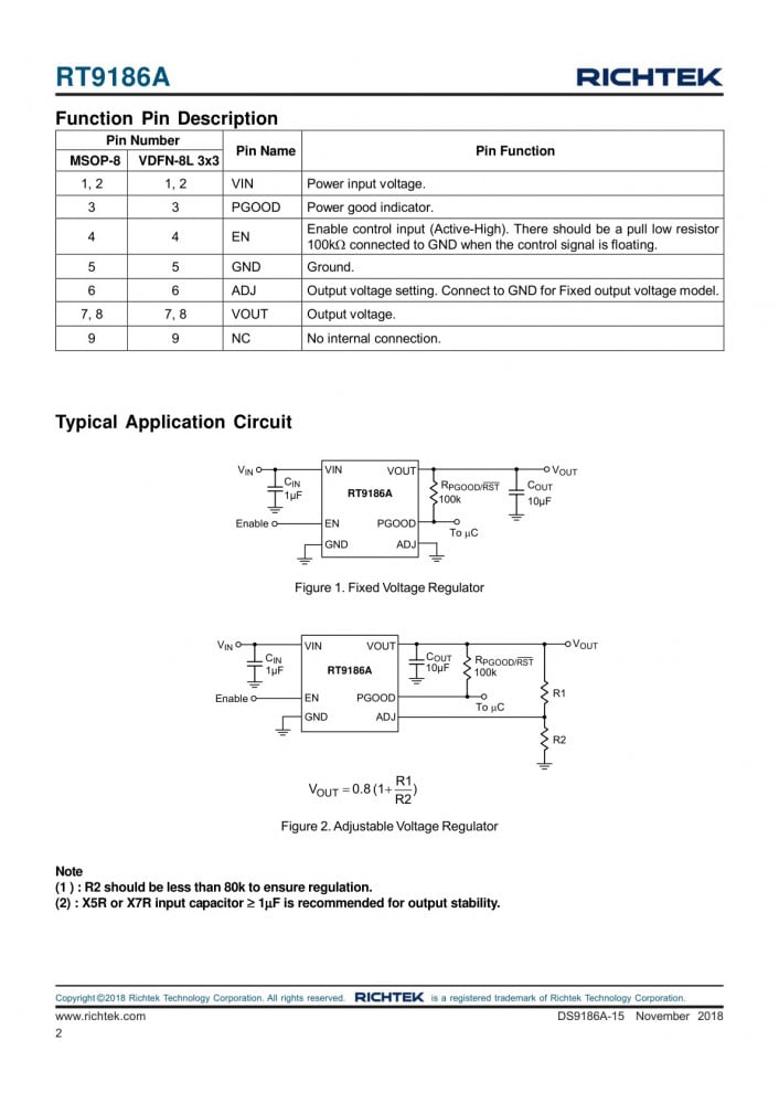 RT9186A datasheet page 2