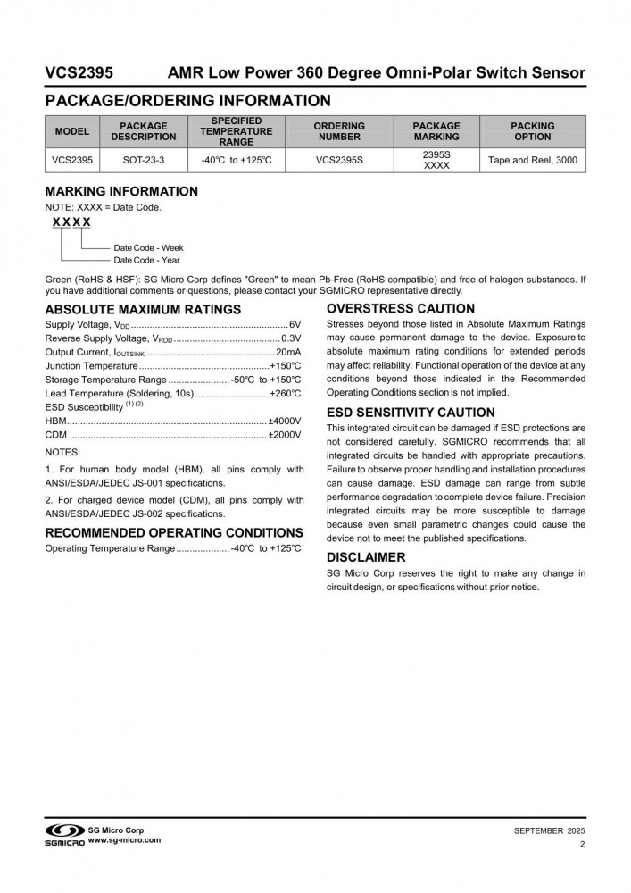 VCS2395 datasheet page 2
