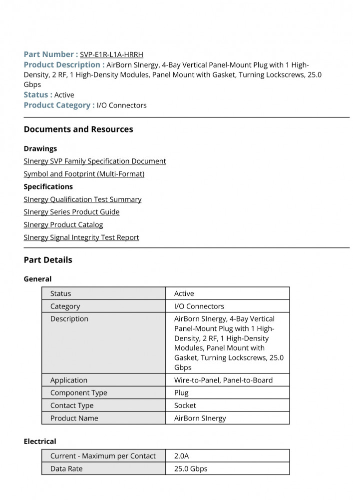 SInergy SVP technical document preview, page 1