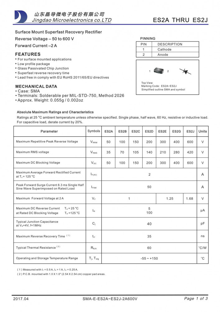 ES2E datasheet page 1