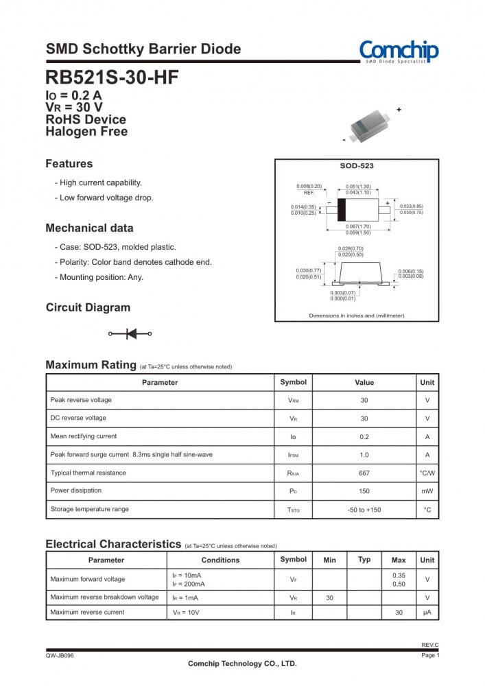 RB521S-30-HF datasheet page 1