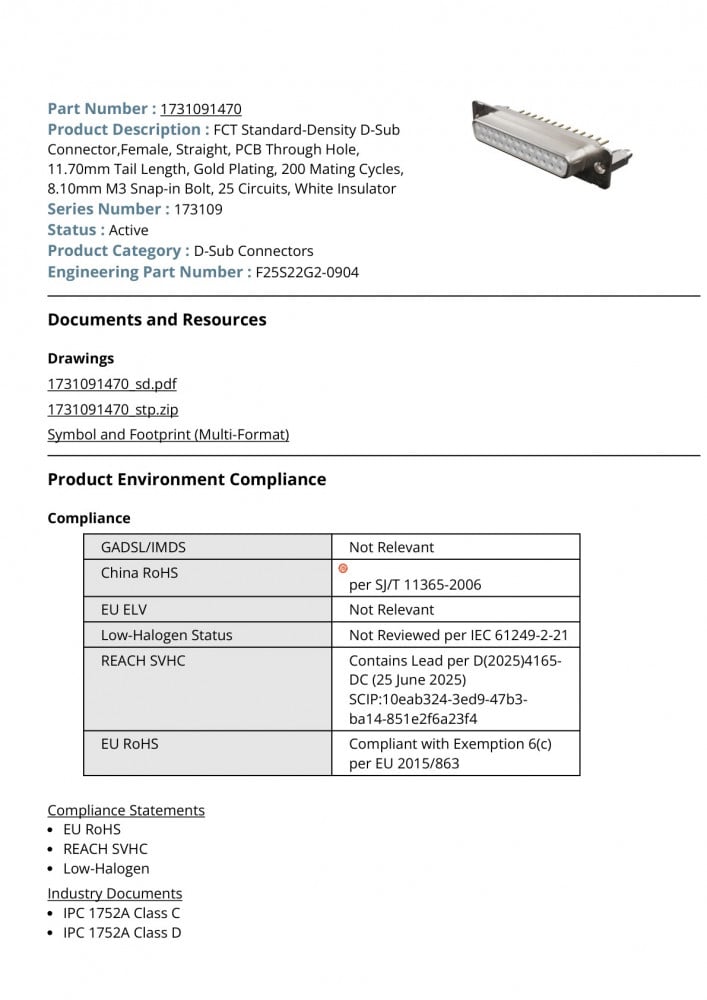 MOLEX 1731091470 technical drawing preview, page 1
