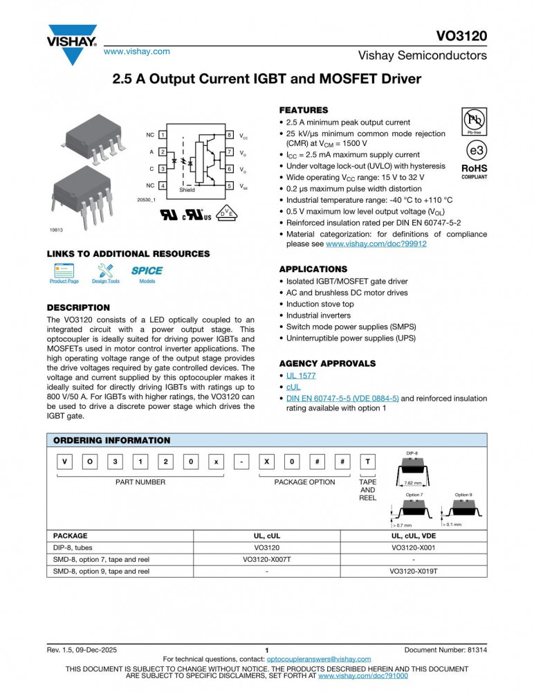 VO3120 datasheet page 1