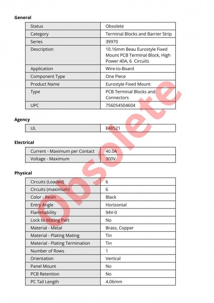 Technical document page 2 for MOLEX 399700306