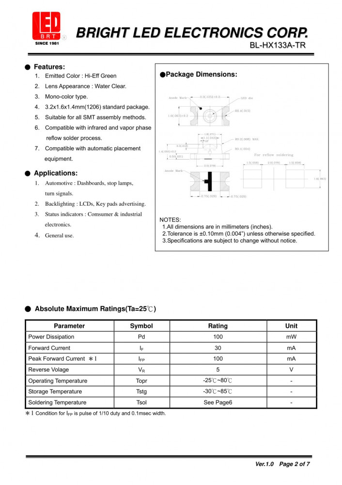 BL-HX133A-TRB datasheet page 1