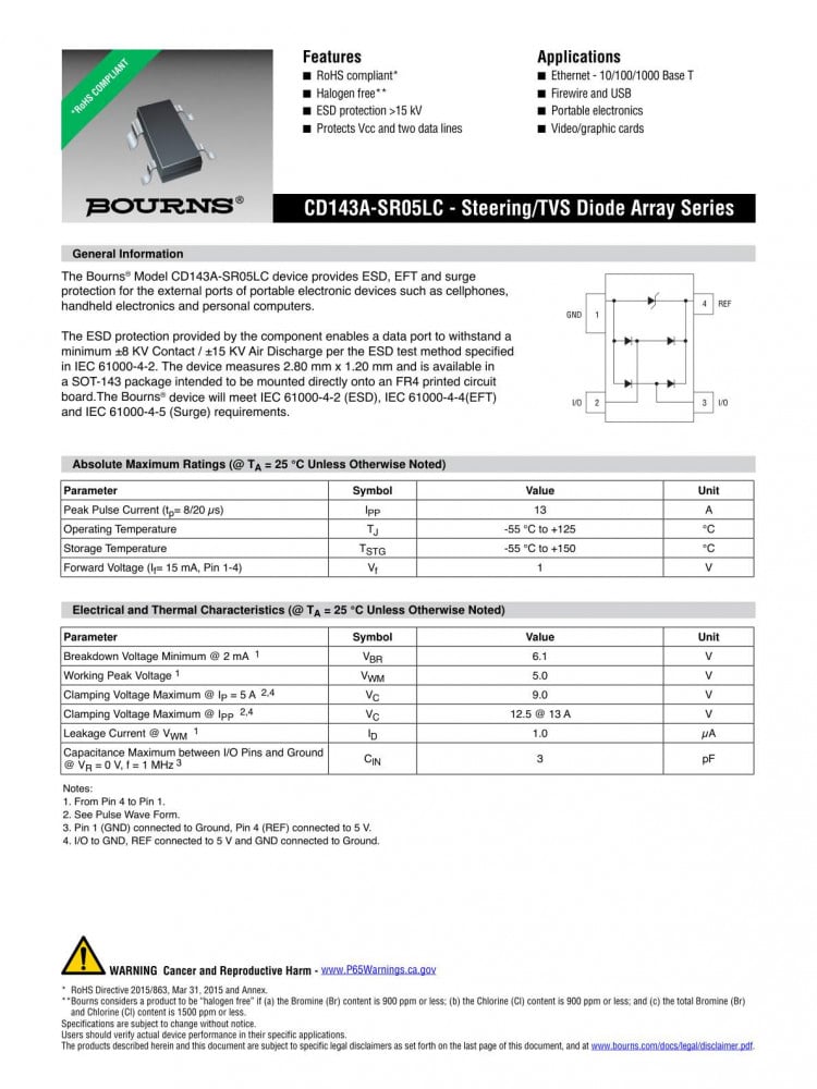 CD143A-SR05LC datasheet page 1