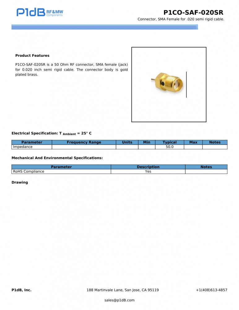 P1CO-SAF-020SR product document, page 1