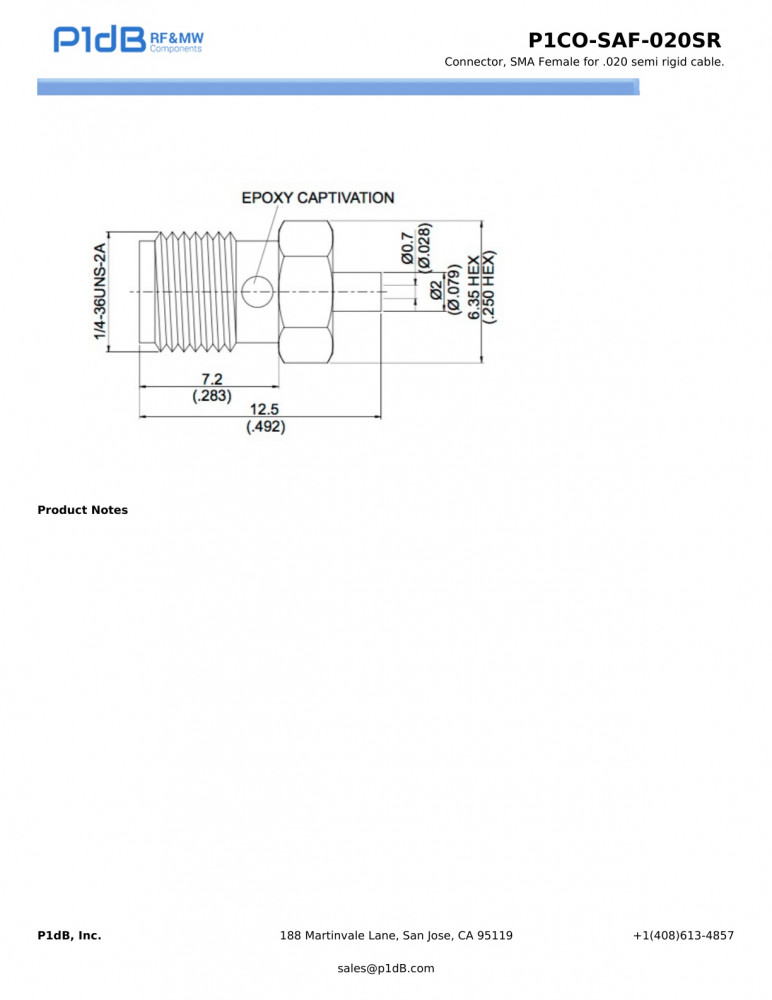 P1CO-SAF-020SR product drawing, page 2