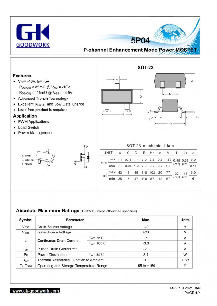 GOODWORK 5P04 datasheet page 1