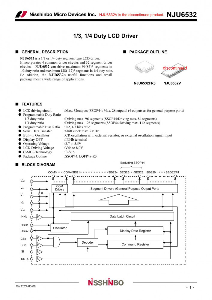 NJU6532 datasheet page 1