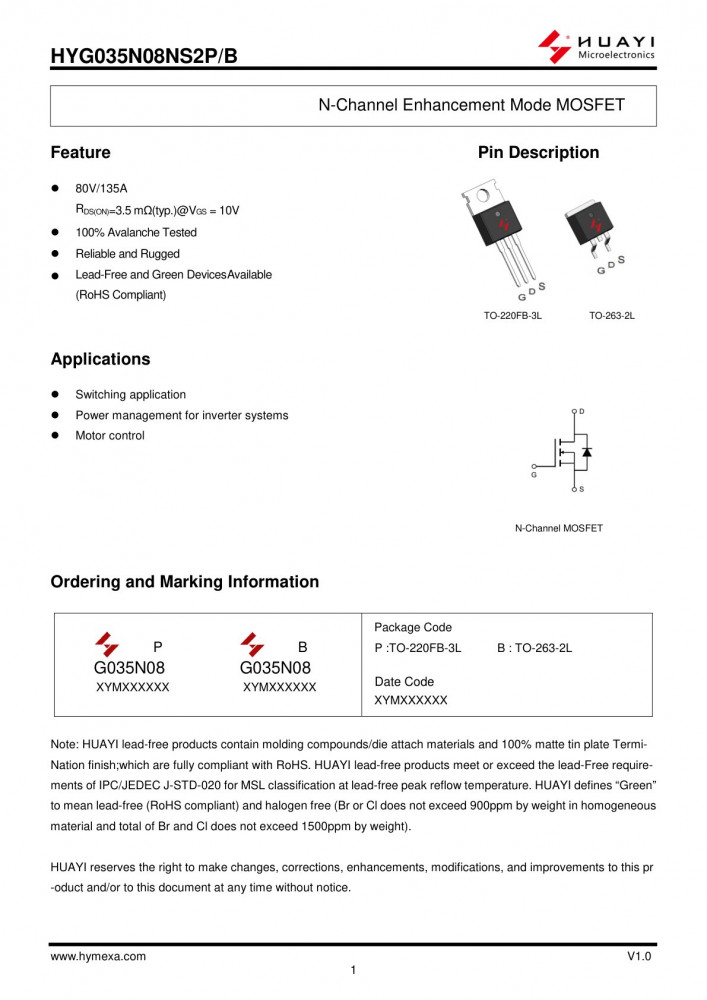 HYG035N08NS2P datasheet page 1