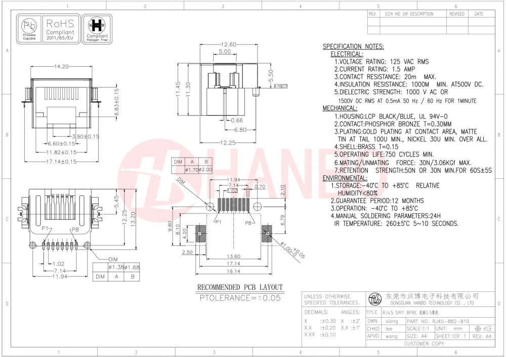 RJ45-882-810 technical document preview