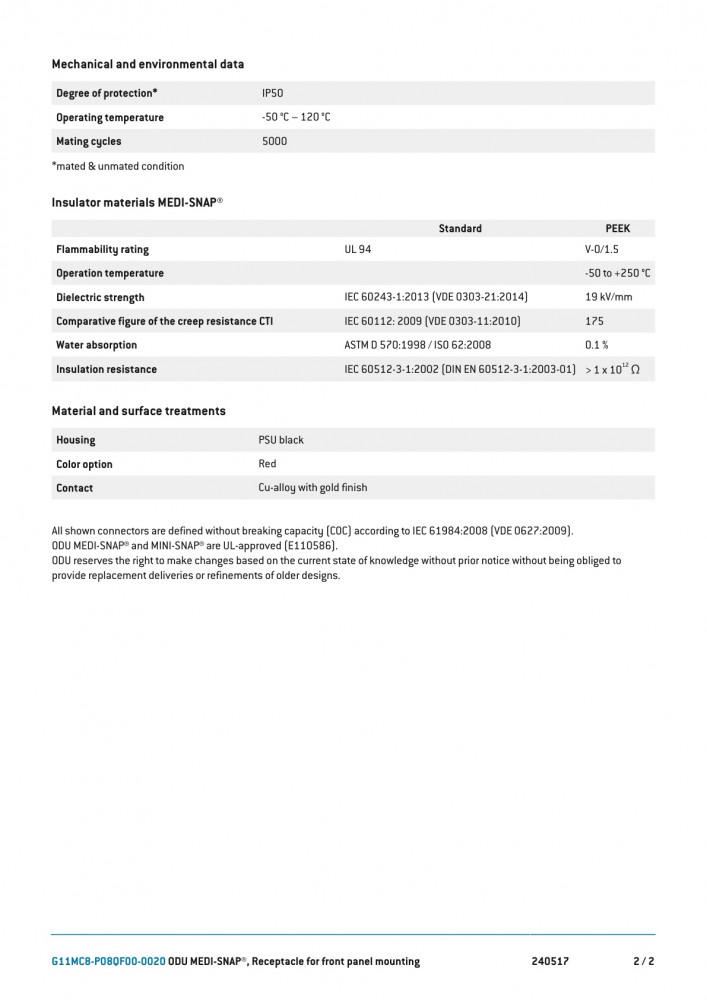ODU MEDI-SNAP technical document page 2