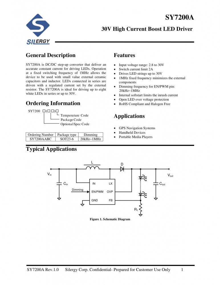SY7200AABC datasheet page 1
