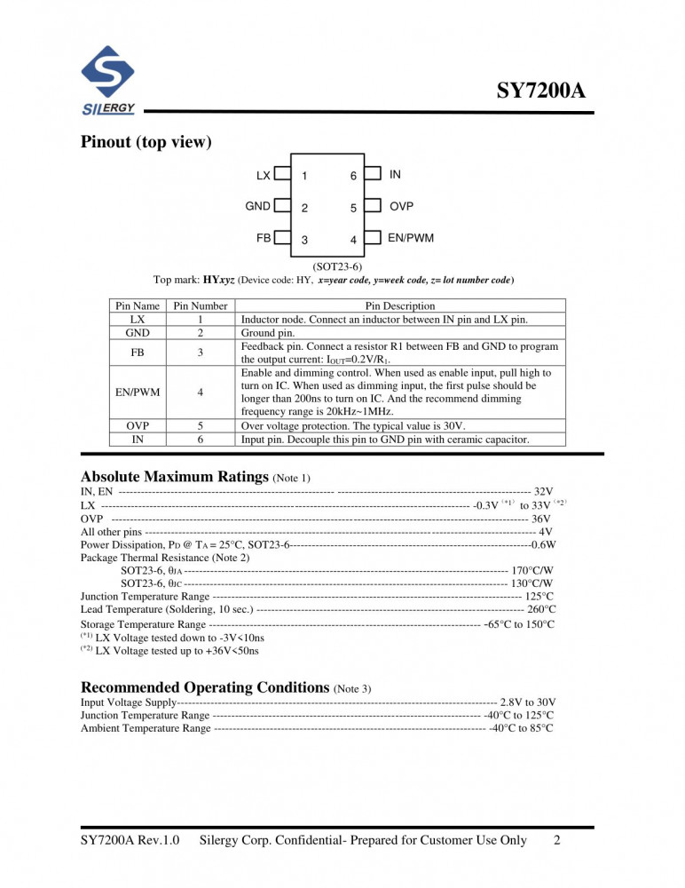 SY7200AABC datasheet page 2