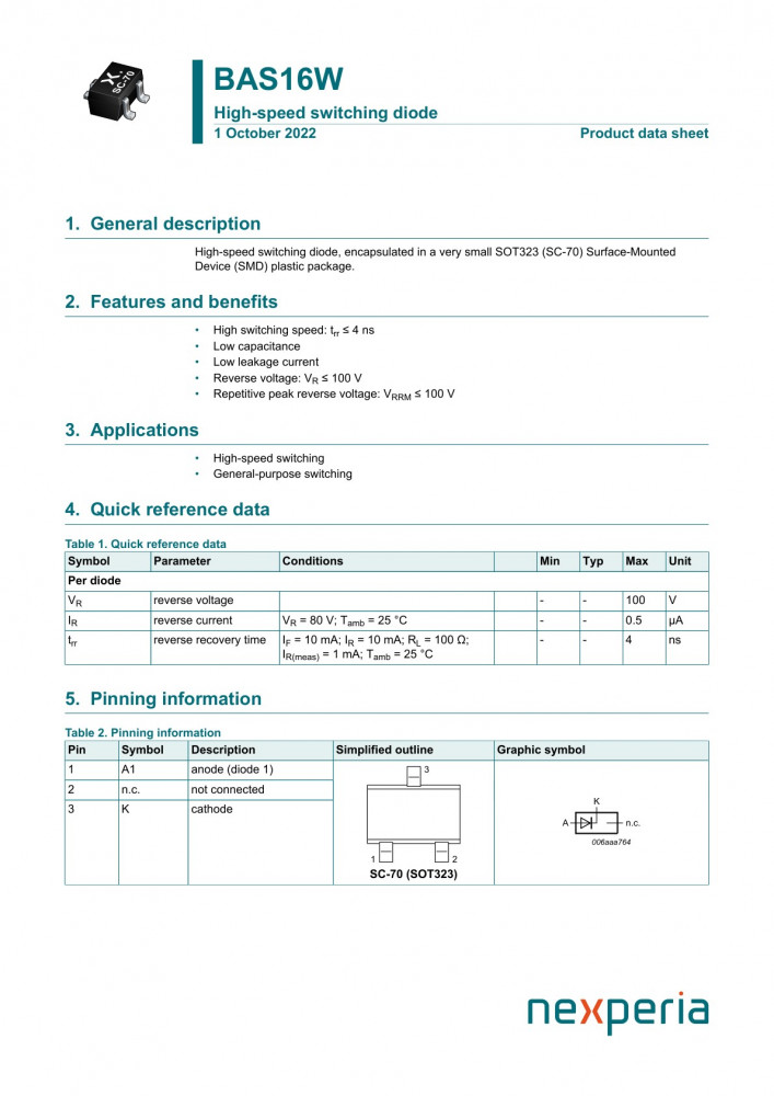BAS16WF datasheet page 1