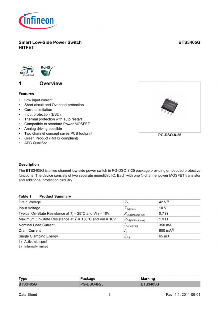 BTS3405G datasheet page 3