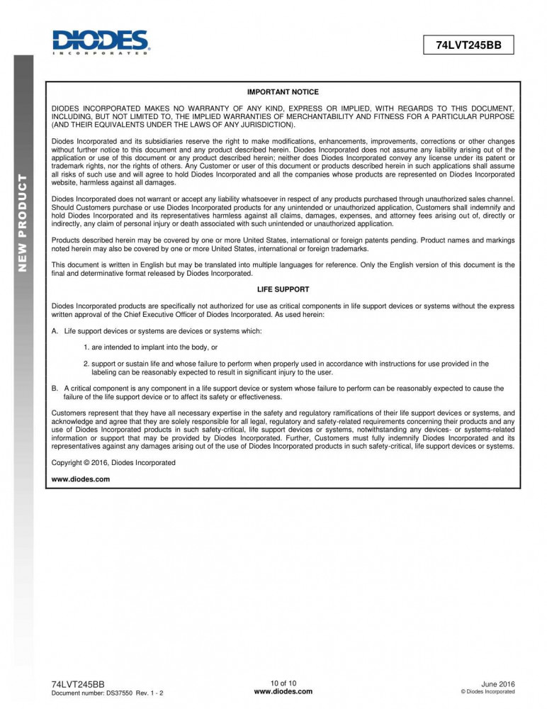 74LVT245BBQ20-13 datasheet page 10
