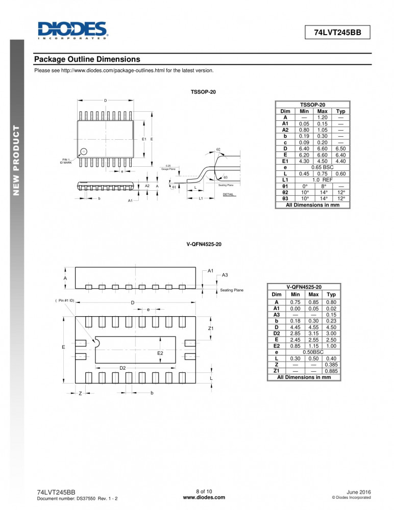 74LVT245BBQ20-13 datasheet page 8