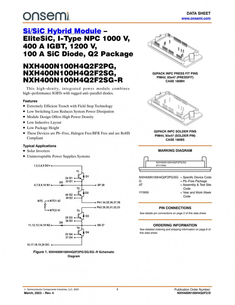NXH400N100H4Q2F2 datasheet page 1