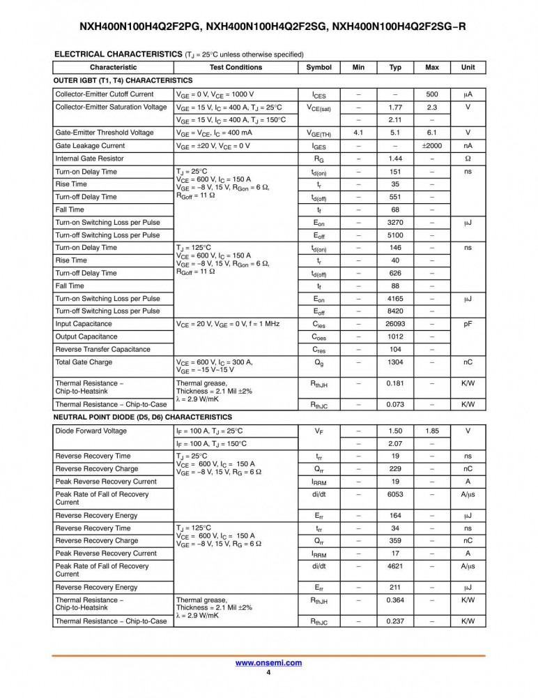 NXH400N100H4Q2F2 datasheet page 4