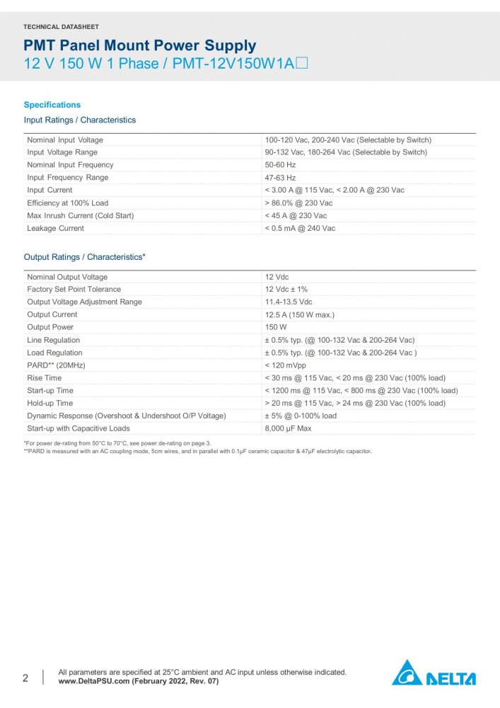 PMT-12V150W1AA datasheet page 2