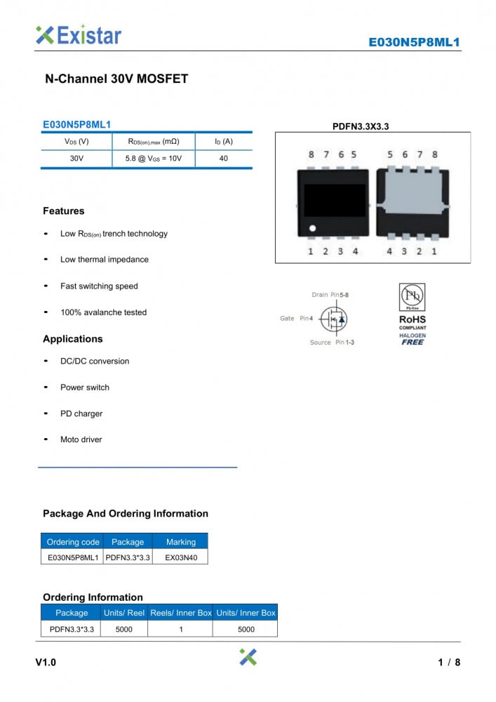 E030N5P8ML1 datasheet page 1
