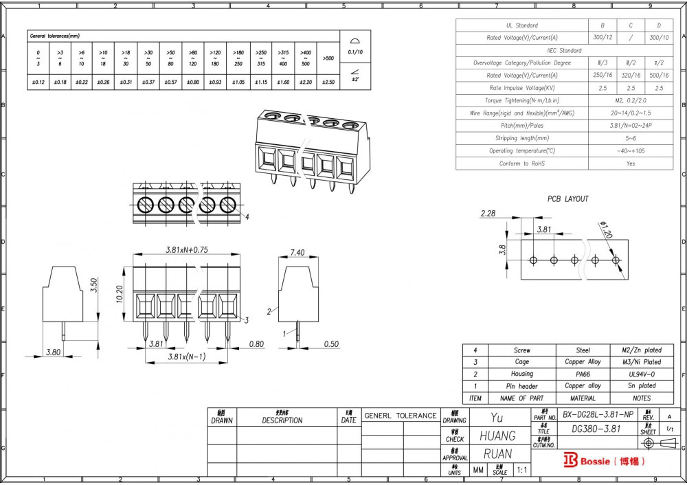 BX-DG28L-3.81-6P technical drawing page