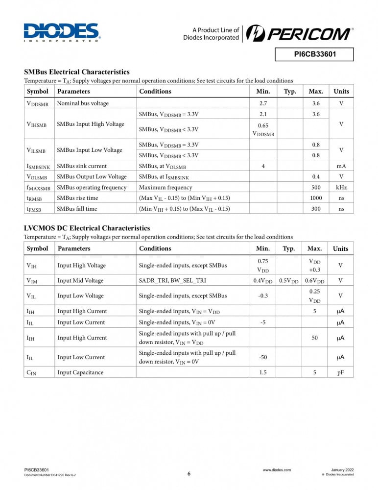 PI6CB33601 datasheet page 6