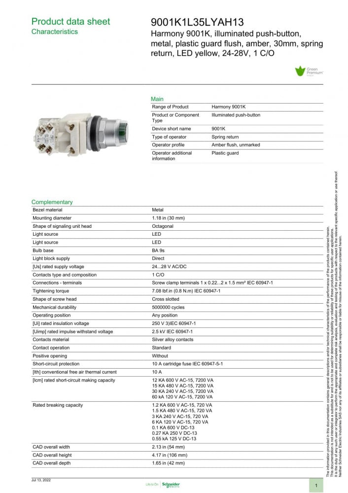 9001K1L35LYAH13 technical document page 1