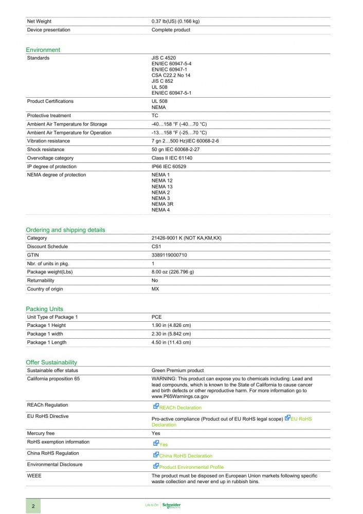 9001K1L35LYAH13 technical document page 2