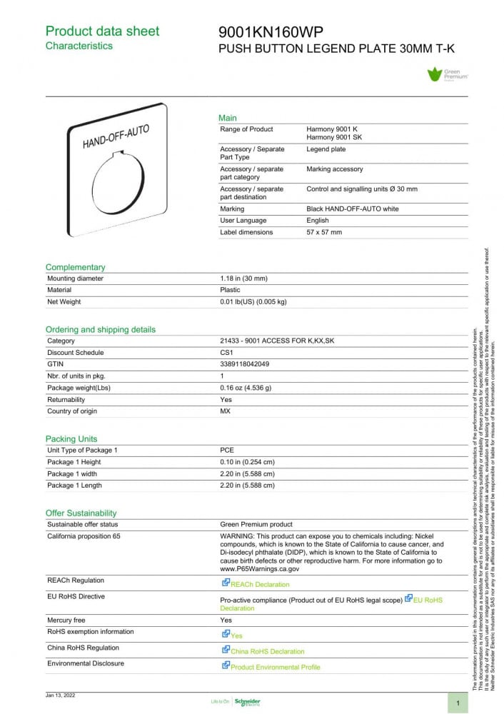 9001KN160WP documentation page 1