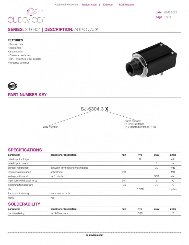 SJ-63043F datasheet page 1