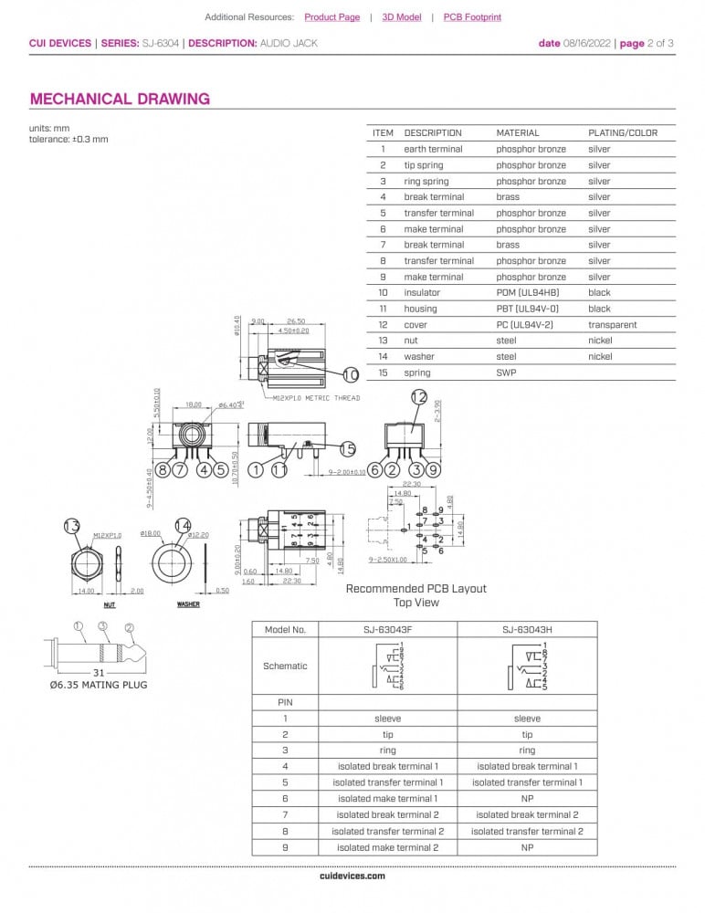 SJ-63043F datasheet page 2