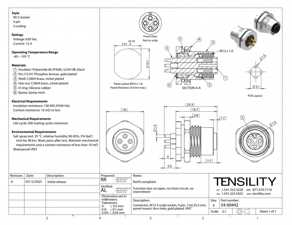 Tensility International 54-00442 product drawing preview