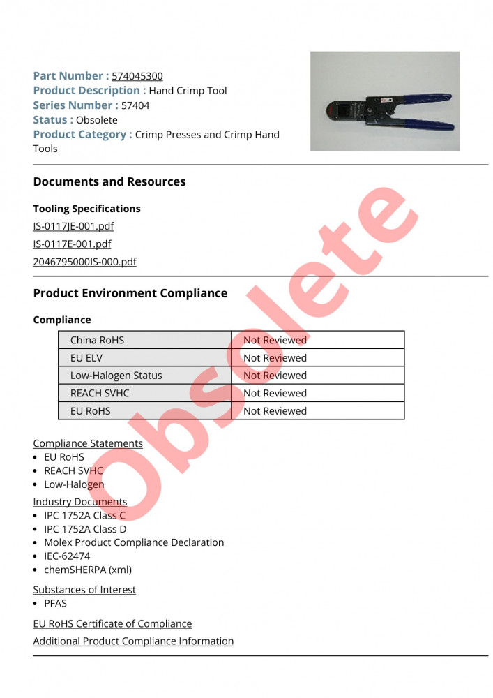 Technical document image 1 for MOLEX 574045300