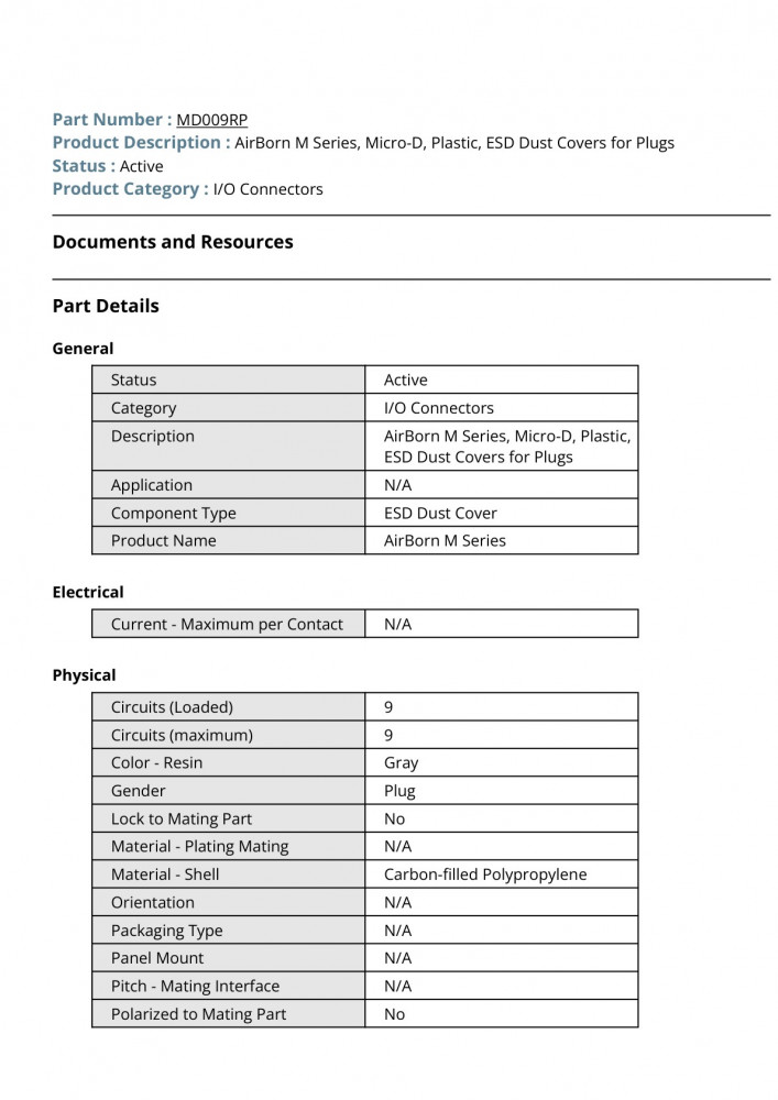 MD009RP technical document image, page 1